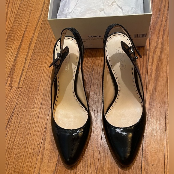 Coach | Shoes | Coach Alma Crinkle Black Patent Leather Shoes Womens Size 7 High Heel | Poshmark